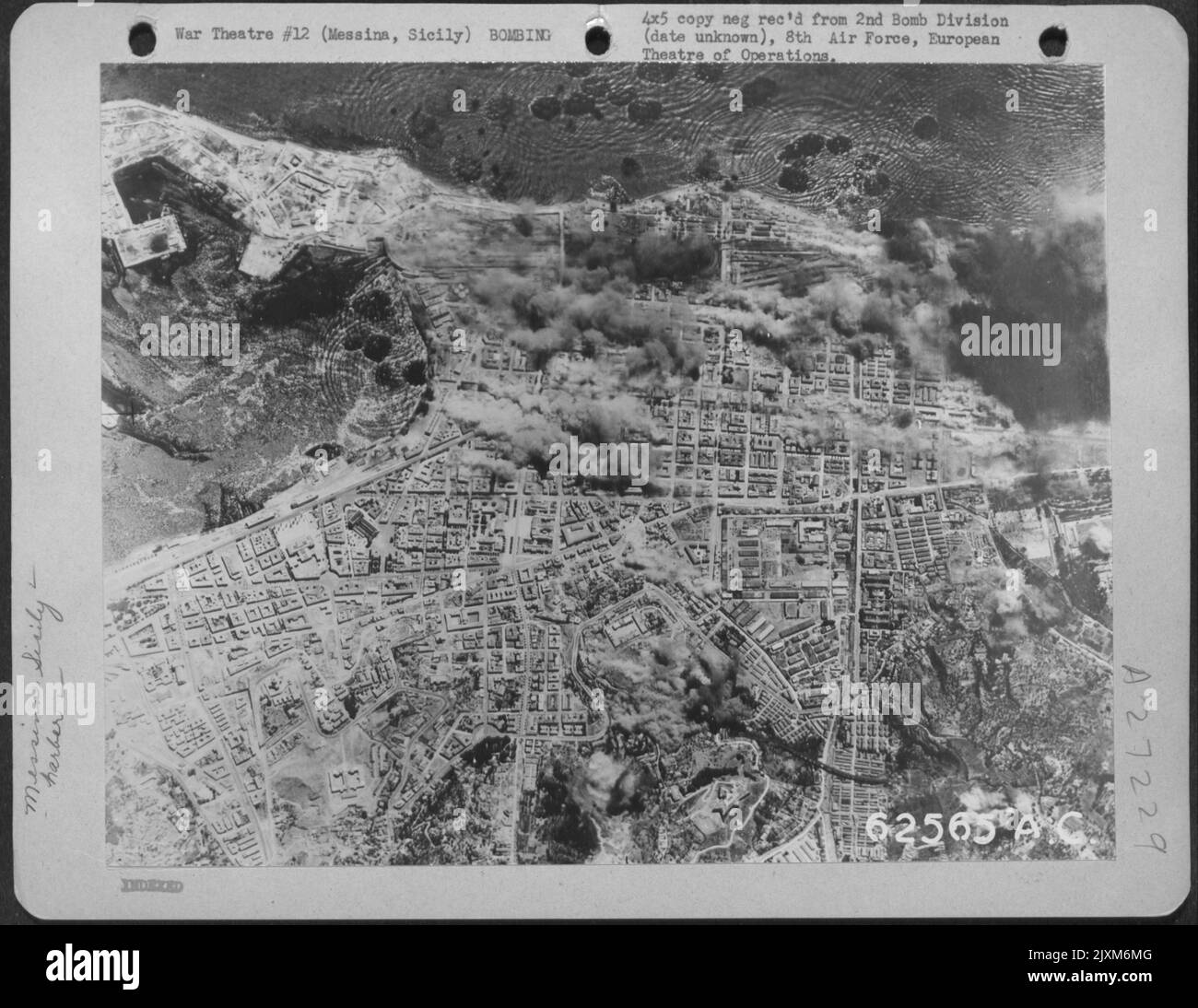 Bombing of harbor installations at Messina, Sicily, on 5 July 1944, by ...