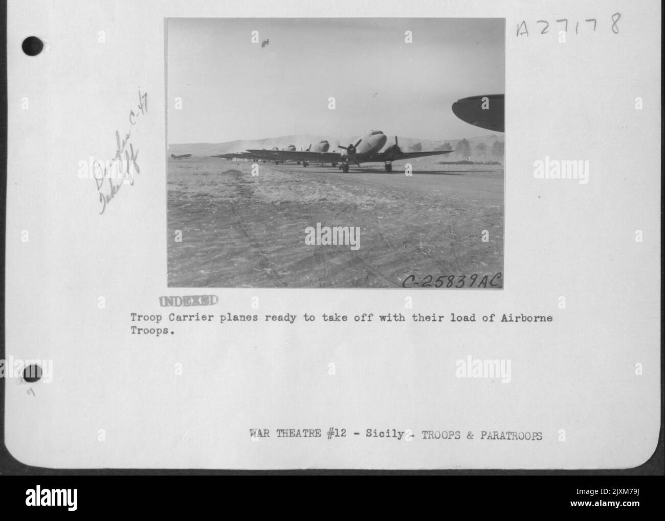 Troop carrier planes ready to take off with their load of Airborne ...