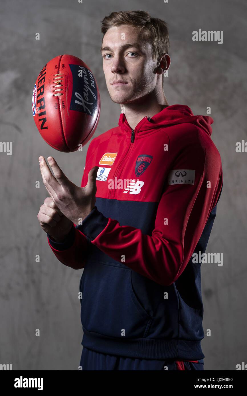 Oscar McDonald poses for a photo during a Melbourne Demons media opp at ...