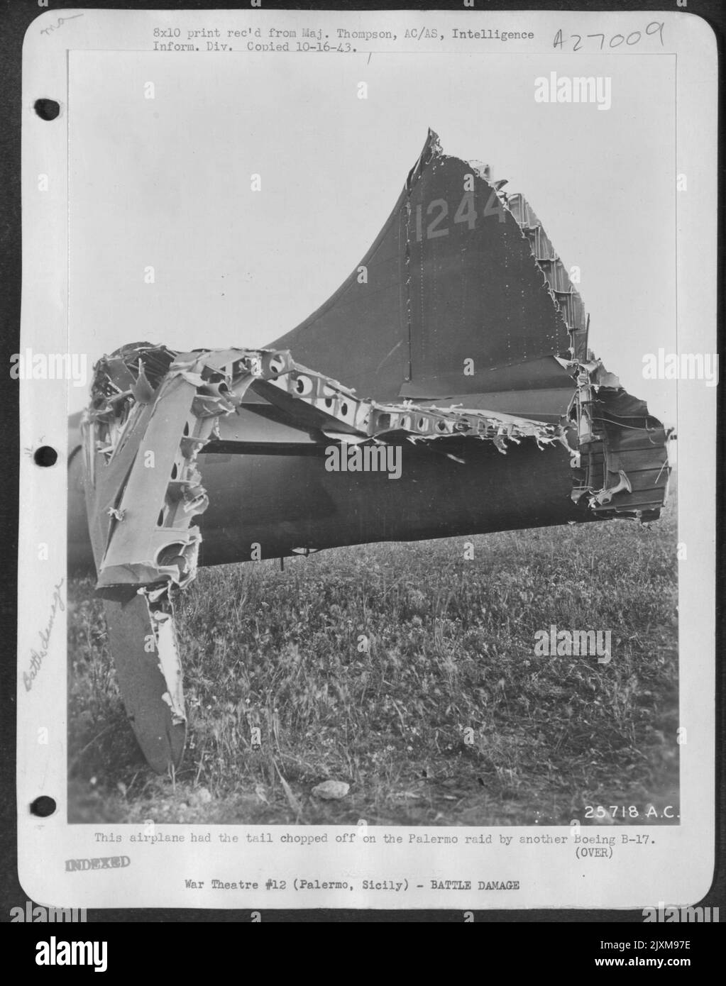 The Tail gunner was cut out and dropped free with parachute open and ...