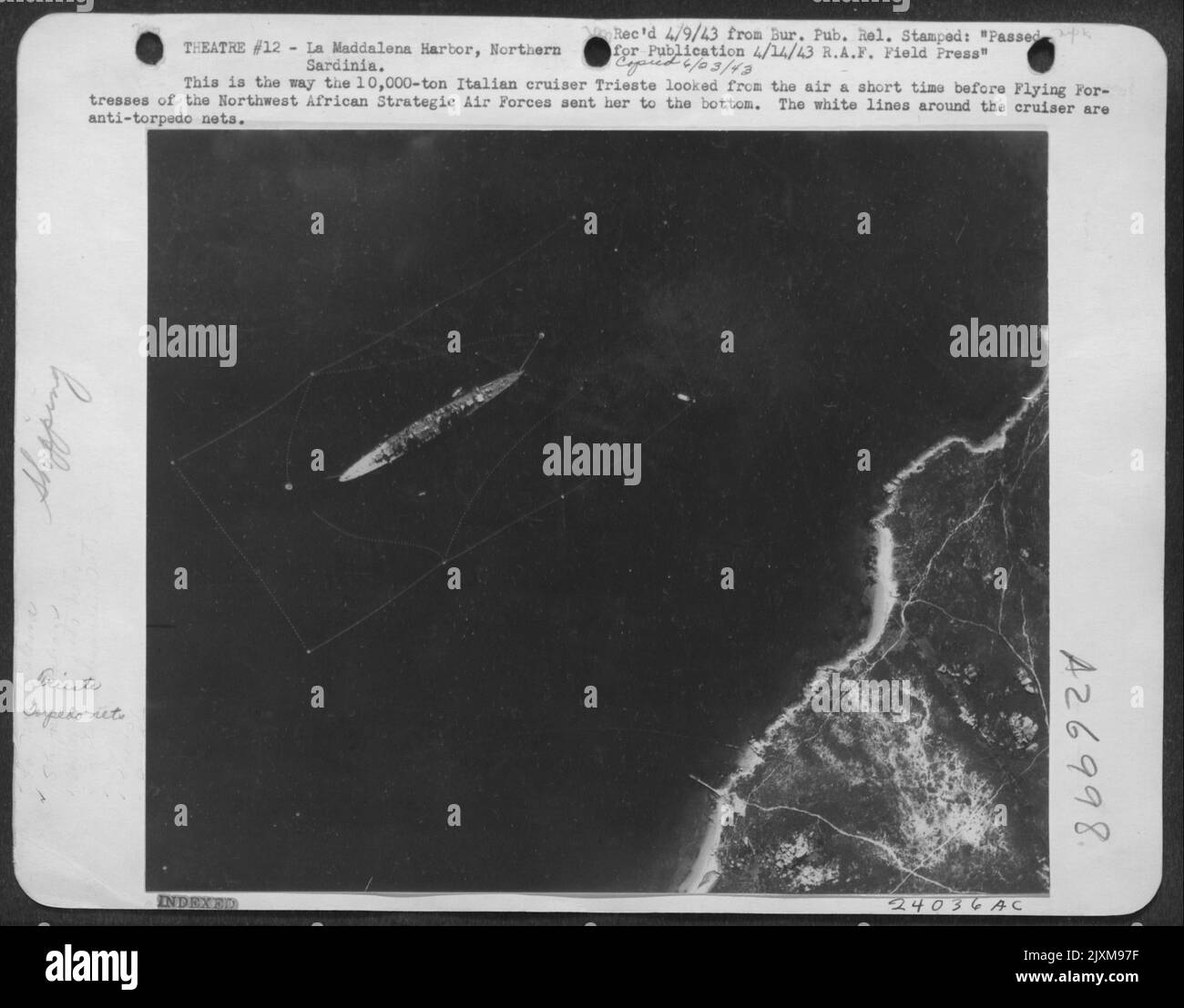 This is the way the 10,000-ton Italian cruiser Trieste looked from the ...