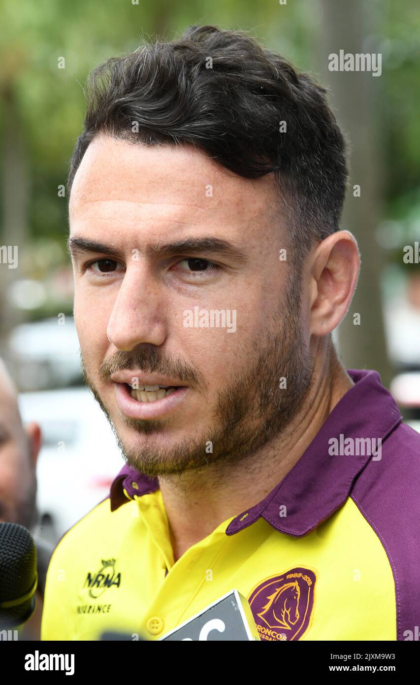 Brisbane Broncos captain Darius Boyd looks on during a media call at ...
