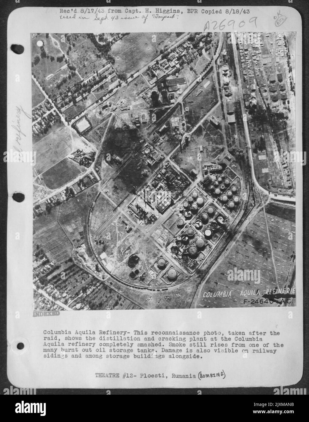 Columbia Aquila Refinery-This reconnaissance photo, taken after the ...