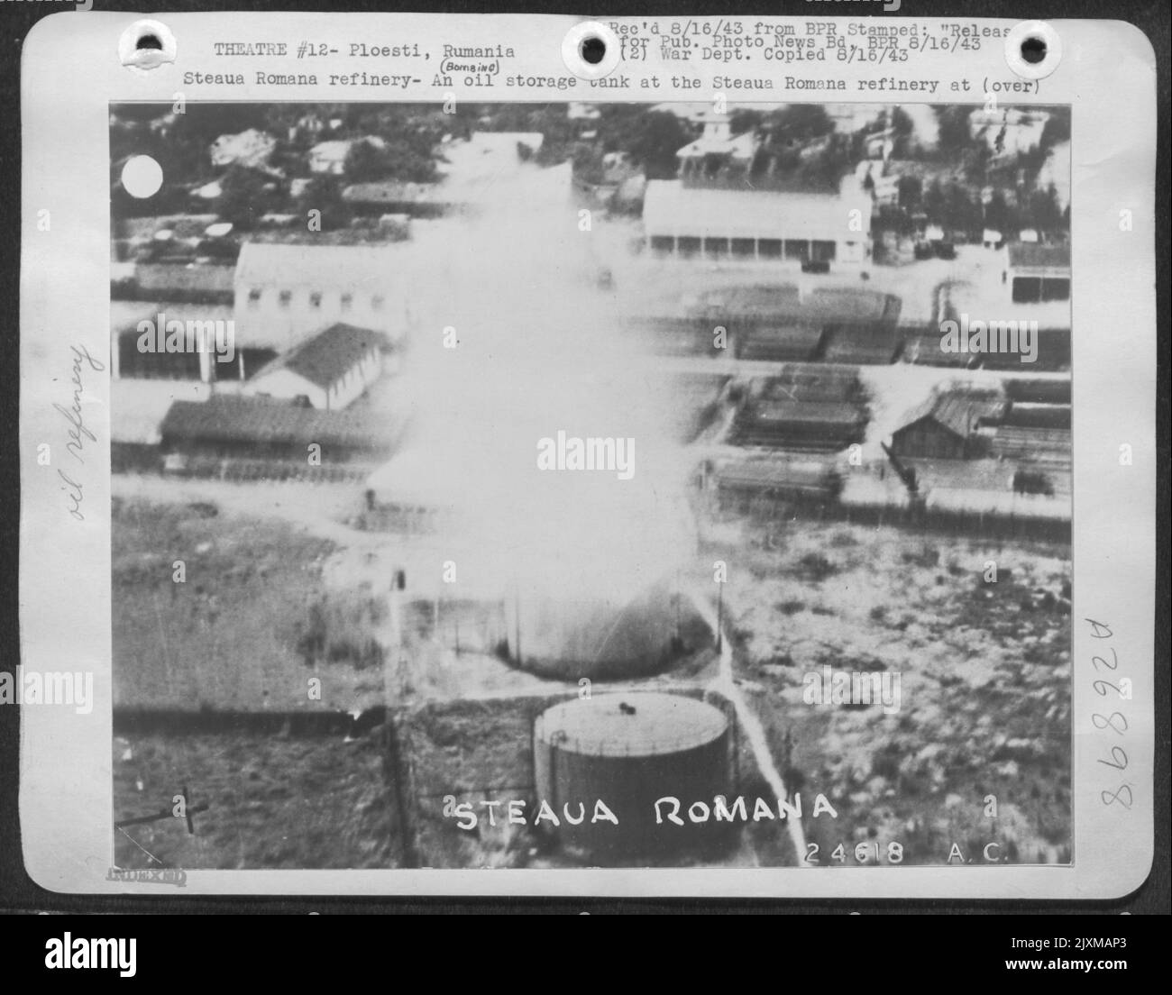 Steaua Romana refinery-An oil storage tank at the Steaua Romana ...