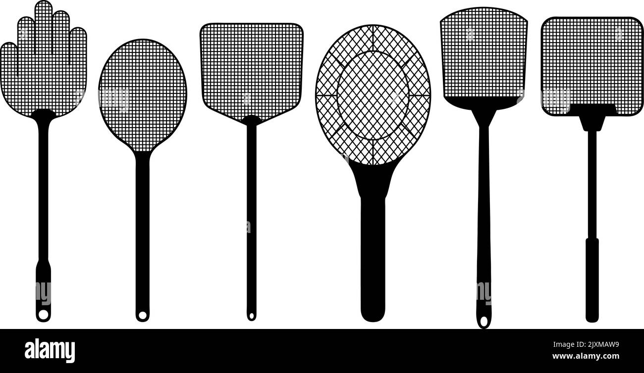 Set of different fly swatters isolated on white Stock Vector Image ...