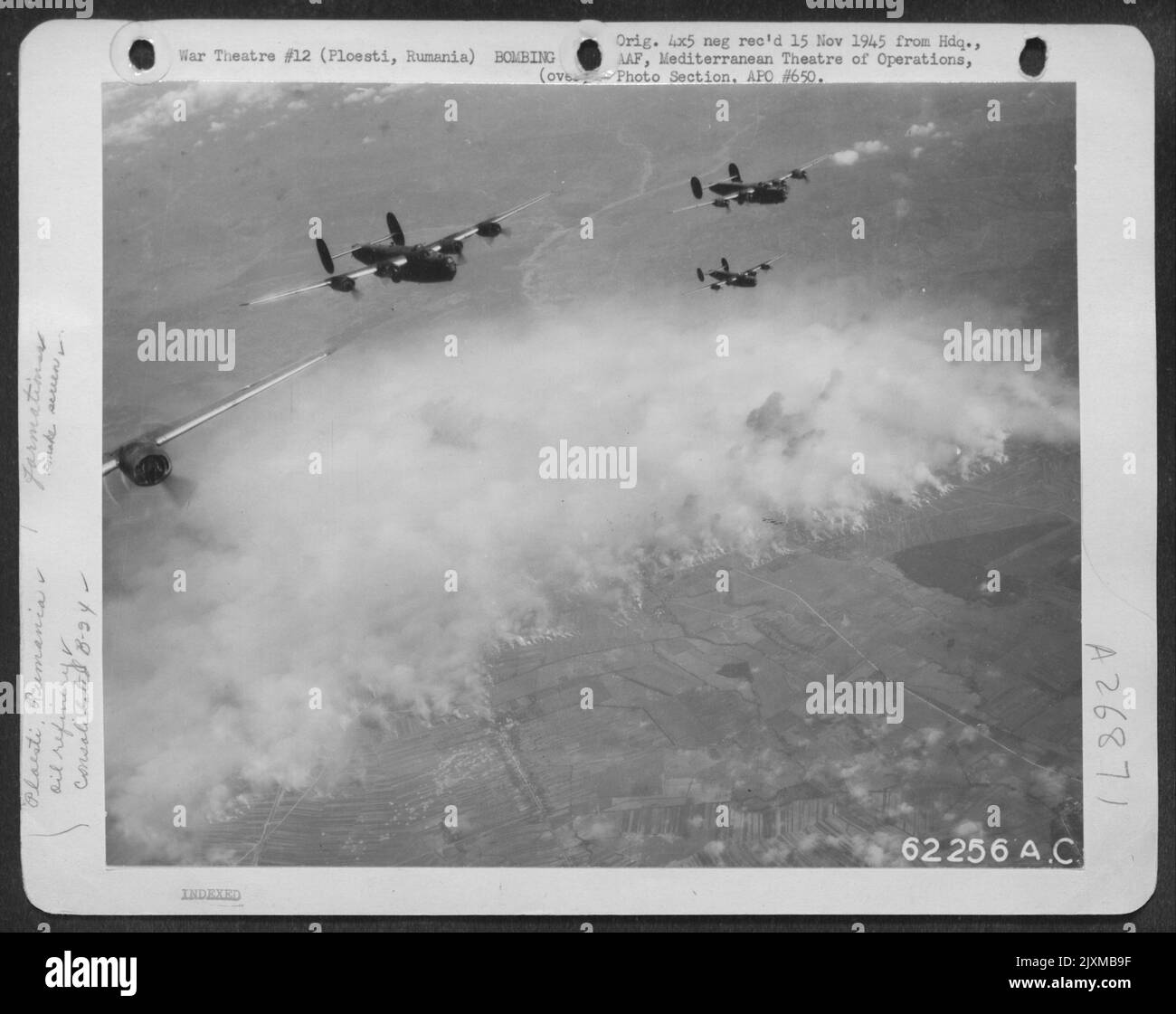 Bombing of oil refinery at Ploesti, Rumania, by Consolidated B-24 ...