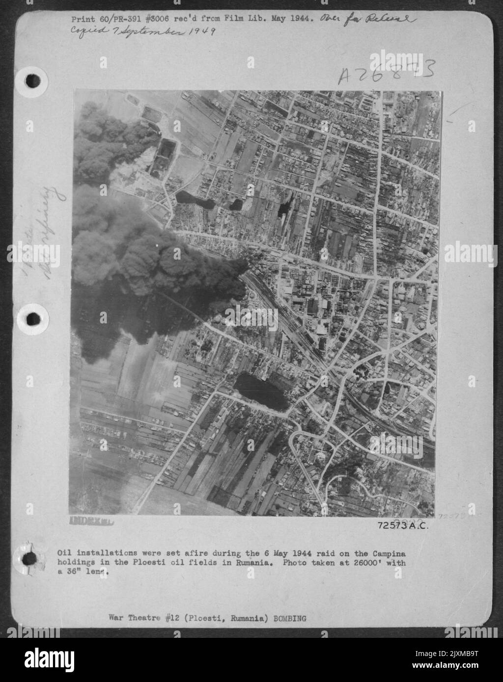 Oil installations were set afire during the 6 May 1944 raid on the ...