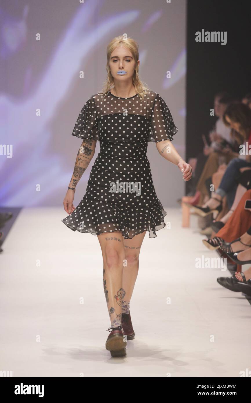A model walks the Town Hall Runway Six during Melbourne Fashion week at ...