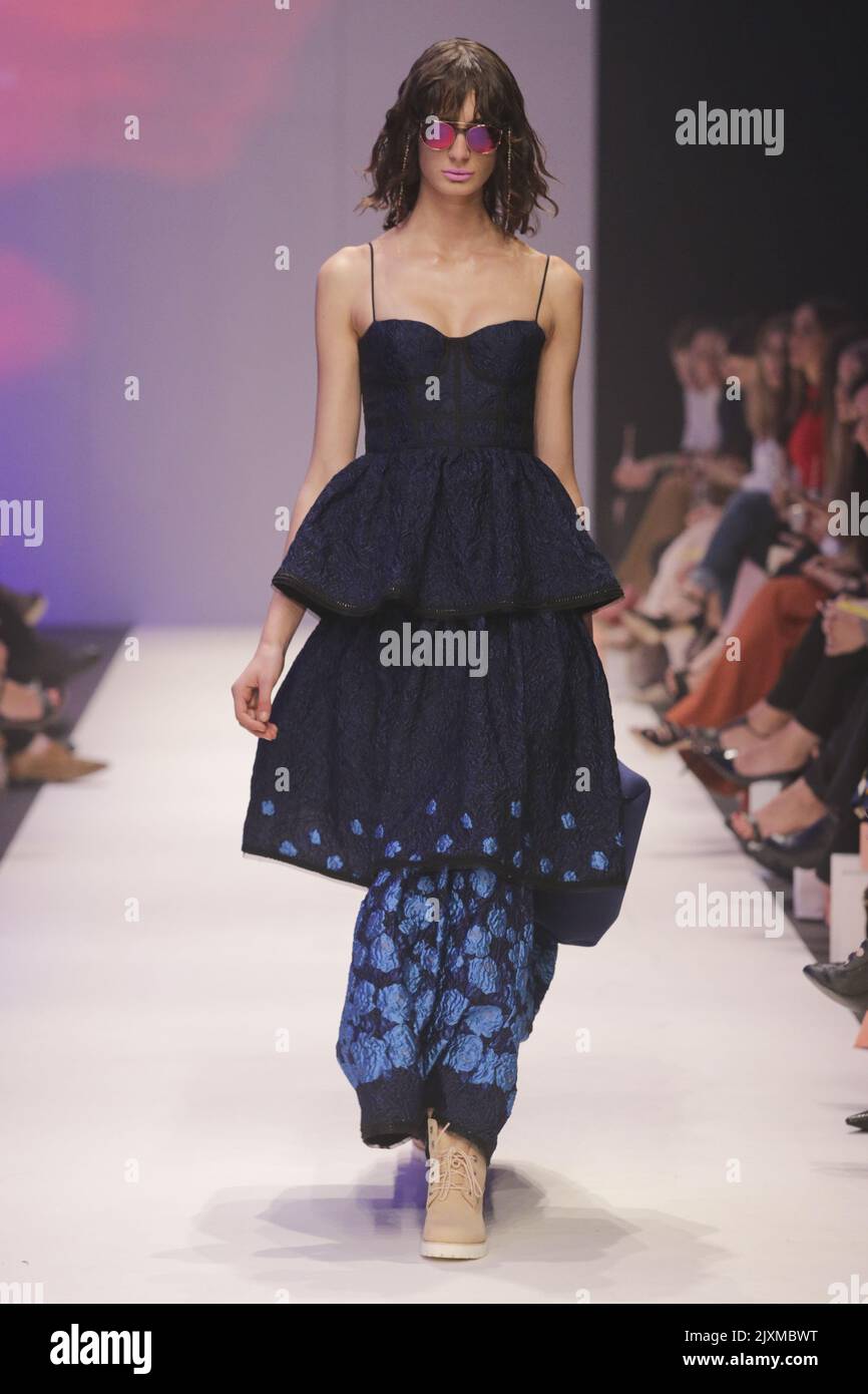 A model walks the Town Hall Runway Six during Melbourne Fashion week at ...