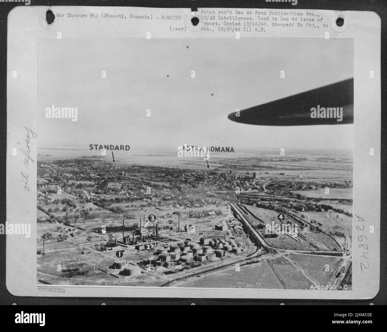 Ploesti, Rumania-Oblique of Colombia Aquila Oil Refinery shows many of ...