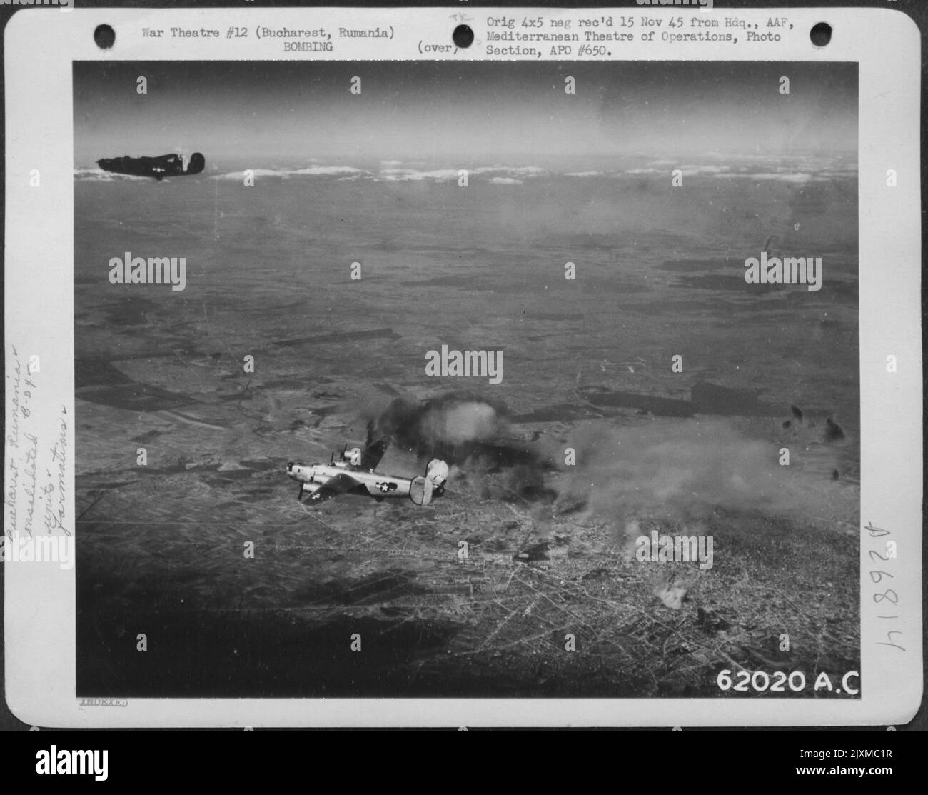 As their bombs burst on enemy installations at Bucharest, Rumania ...