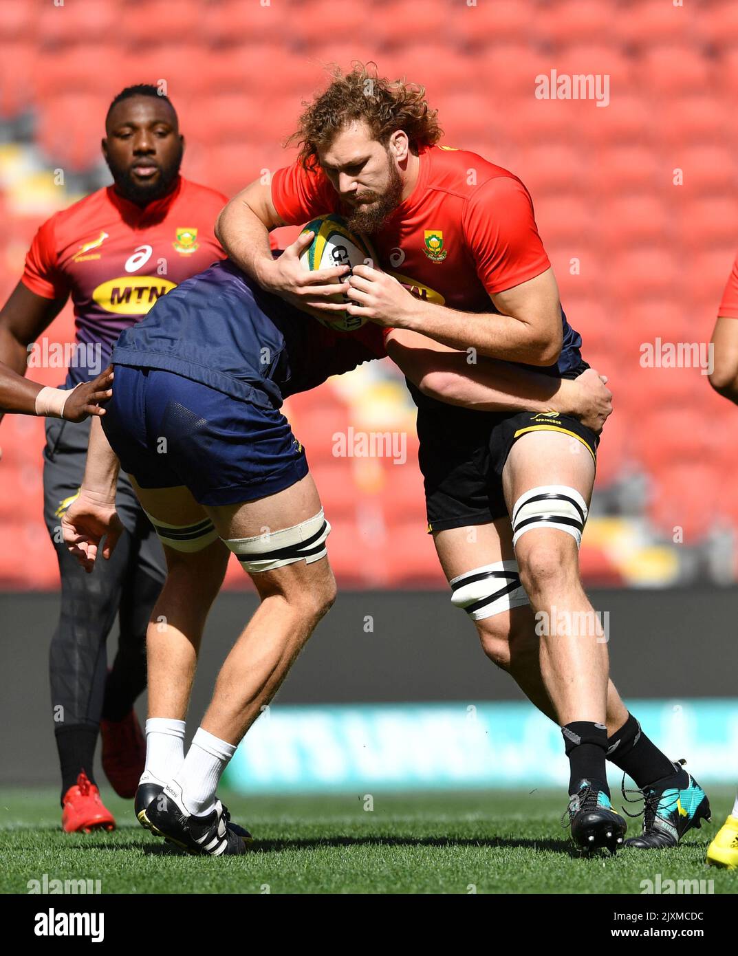 Springboks player RG Snyman (right) is seen during the team captains ...