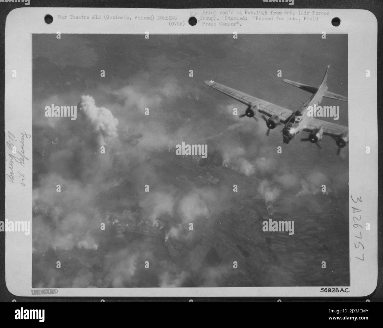 A Boeing B-17 of the 15th AF striking oil at Oswiecis, Poland, one of ...