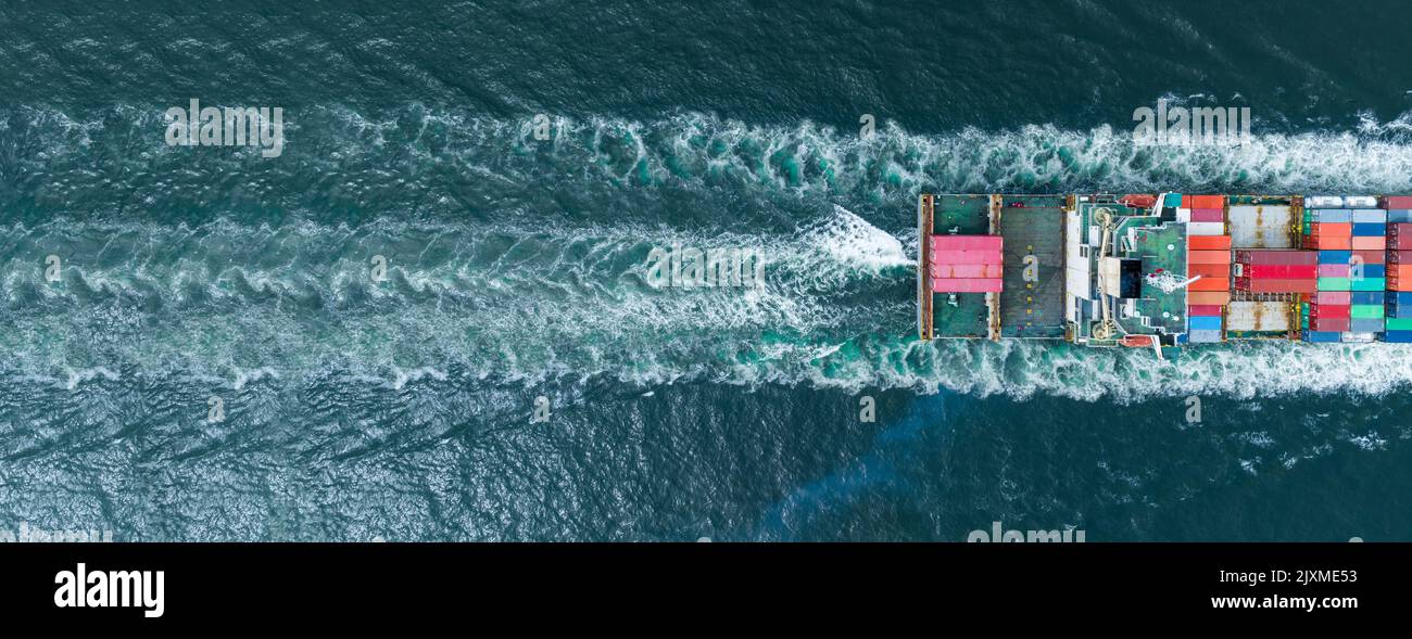 stern of Cargo container Ship in the ocean sea concept logistic ...