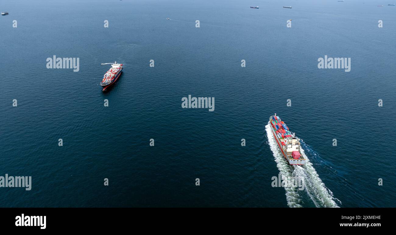 stern of Cargo container Ship in the ocean sea concept logistic ...