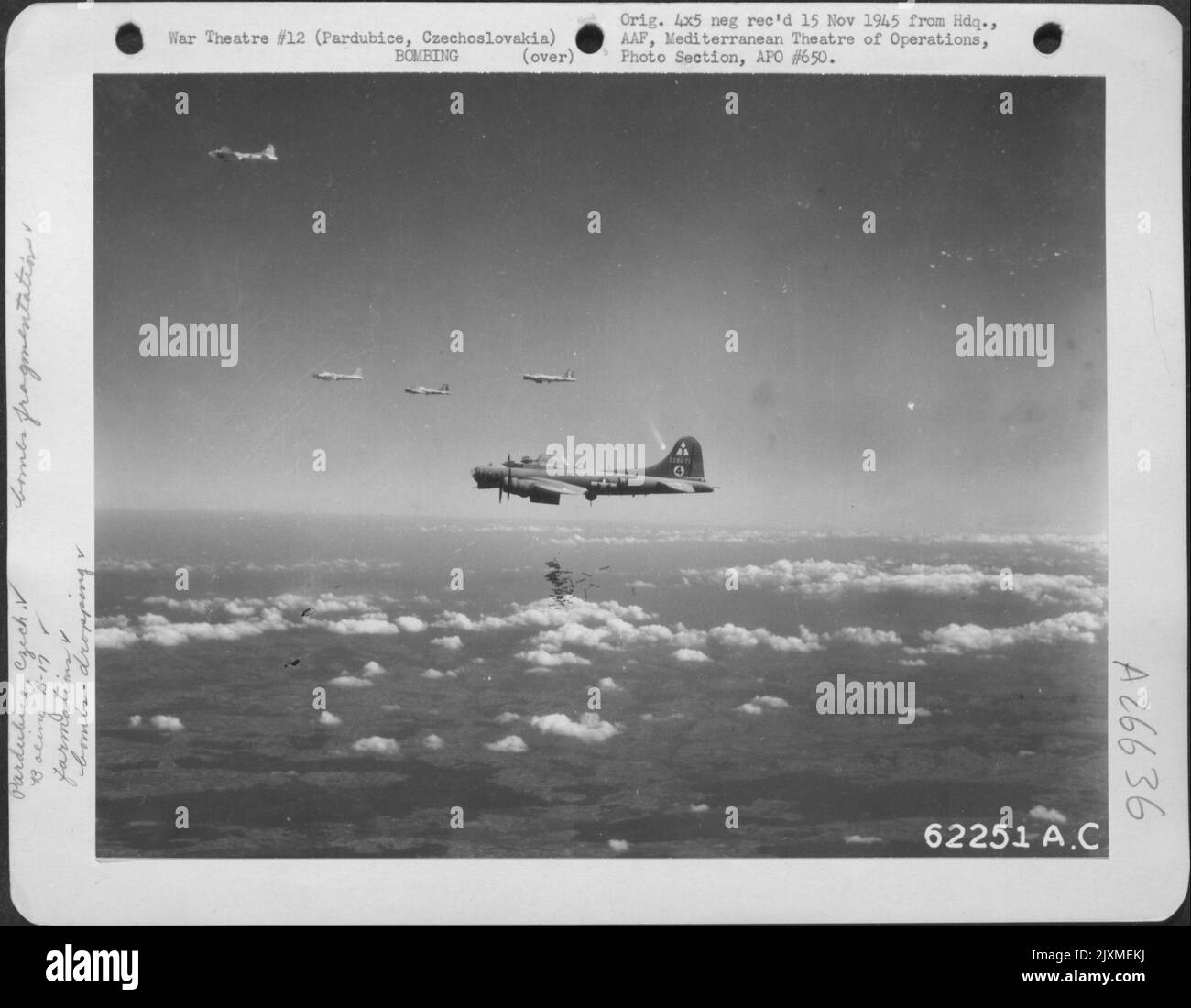 Hard hitting Boeing B-17 Flying Fortresses of the 15th Air Force drop ...
