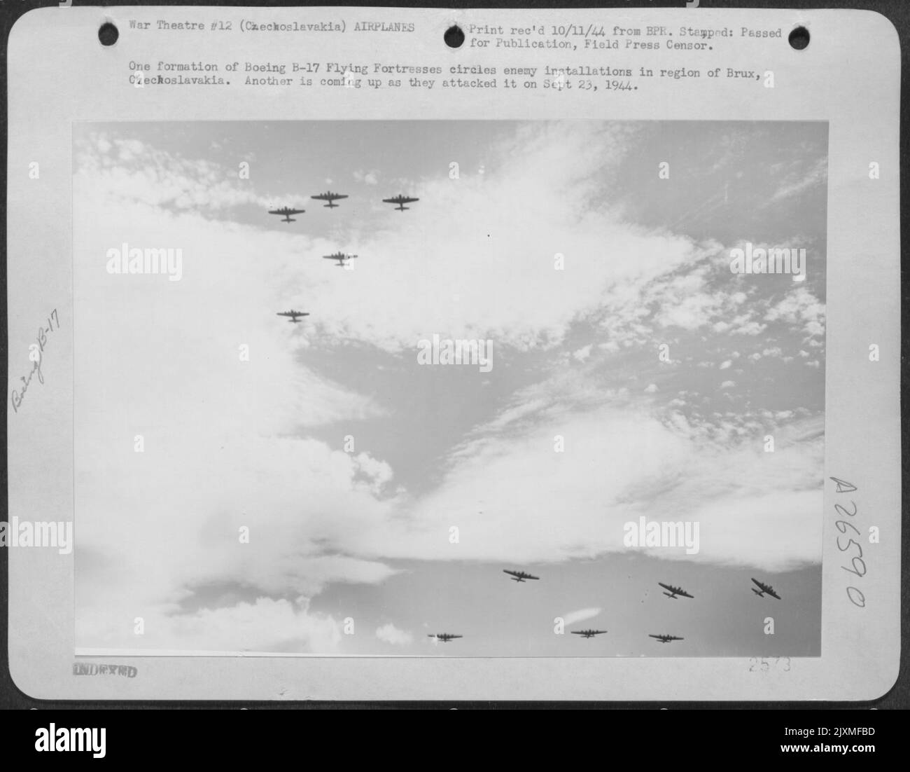 One formation of Boeing B-17 Flying Fortresses circles enemy ...