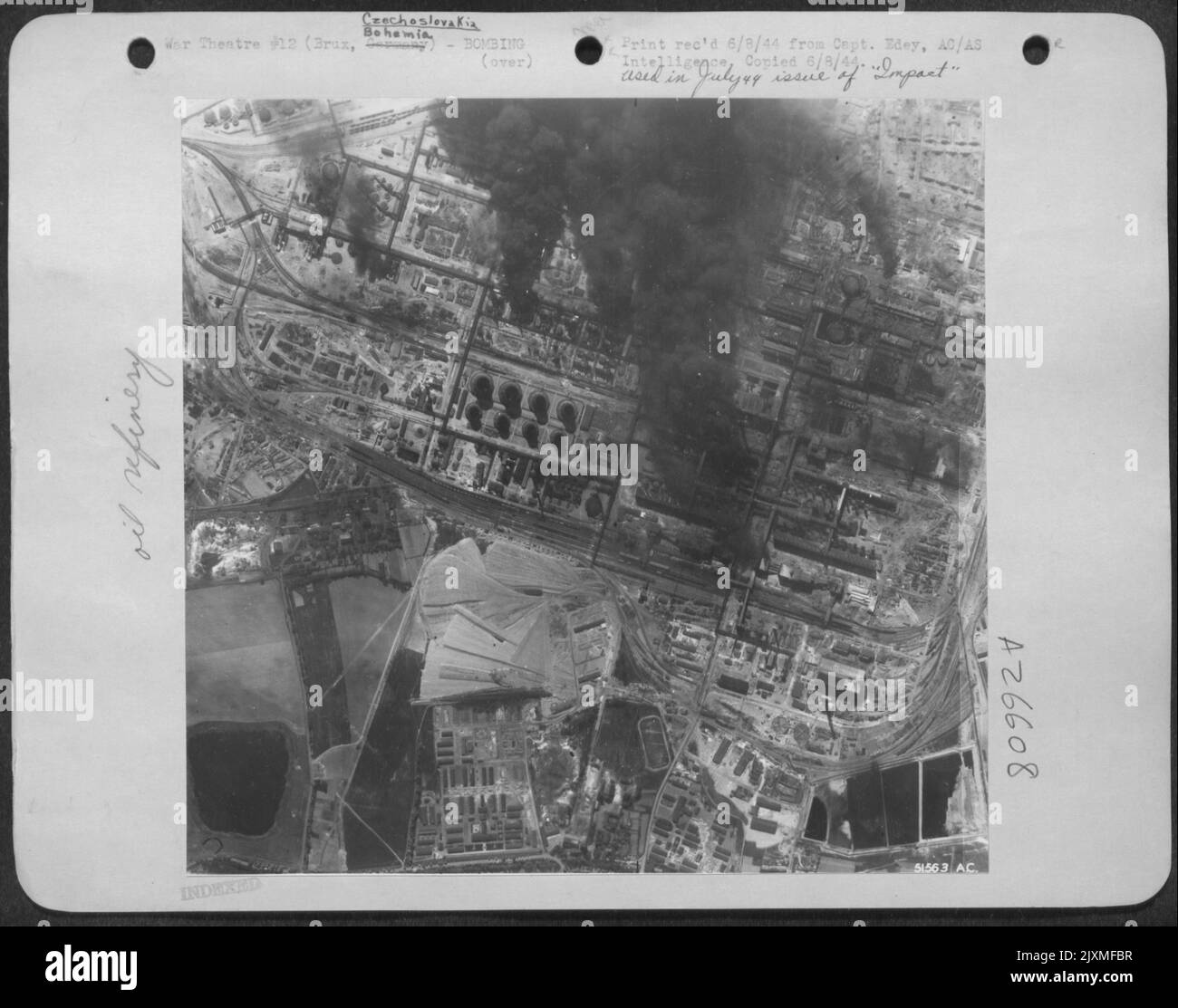 Bombing of Synthetic Oil Plant at Brux, Bohemia, Czechoslovakia Stock ...