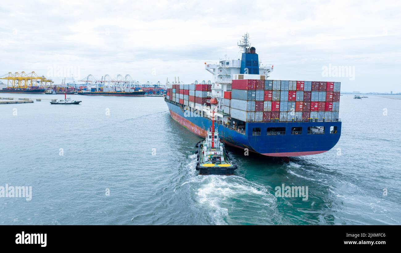 stern of Cargo container Ship in the ocean sea concept logistic ...