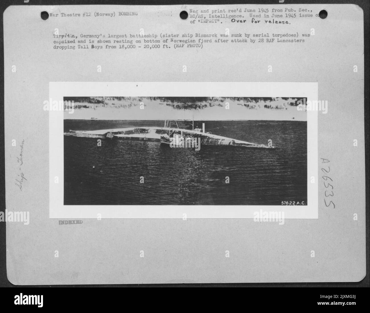 Tirpitiz, Germany's largest battleship (sister ship Bismarck was sunk ...