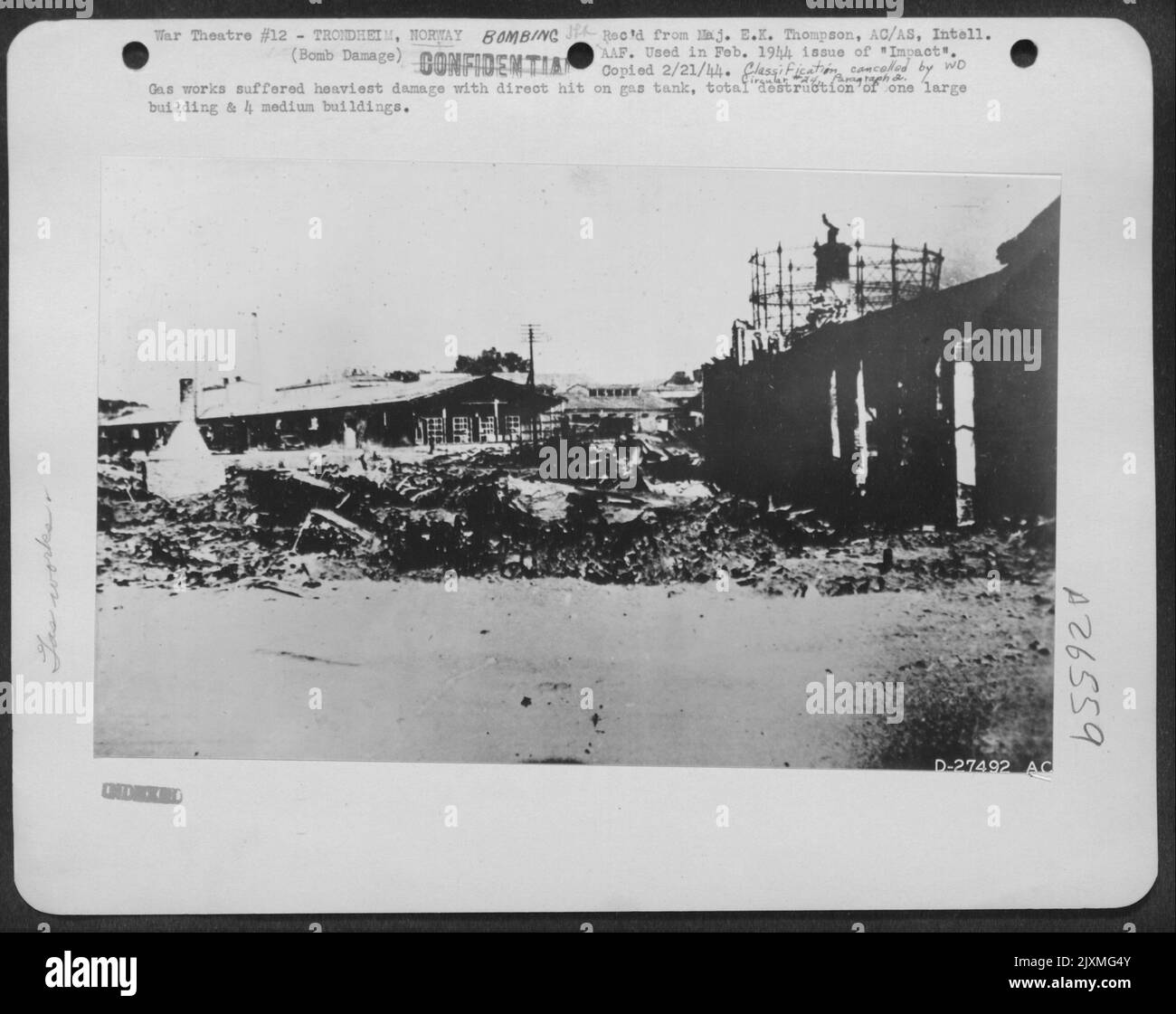 Gas works suffered heaviest damage with direct hti on gas tank, total ...