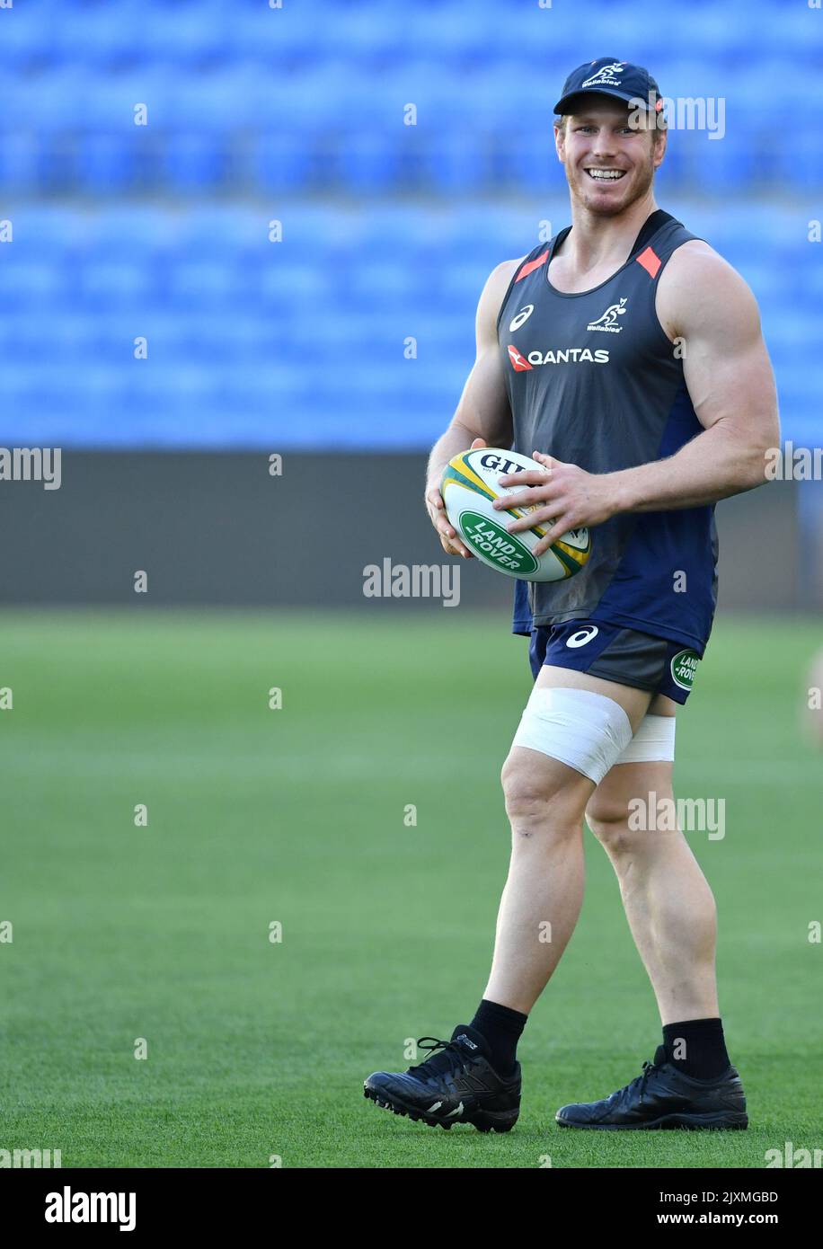 David Pocock is seen during Wallabies training at CBUS Stadium on the ...