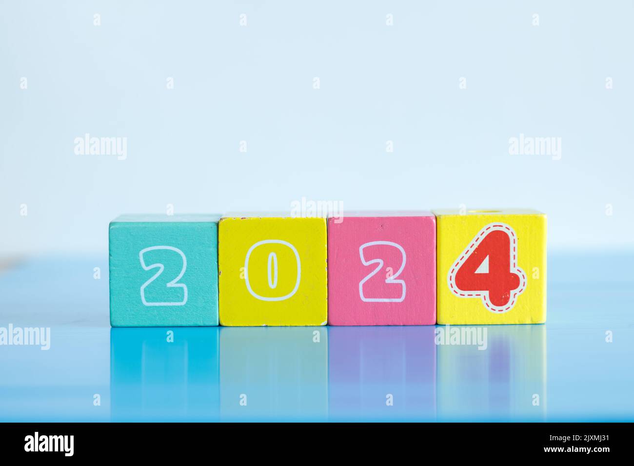 A set of colorful blocks with 2024 written on the side Stock Photo - Alamy