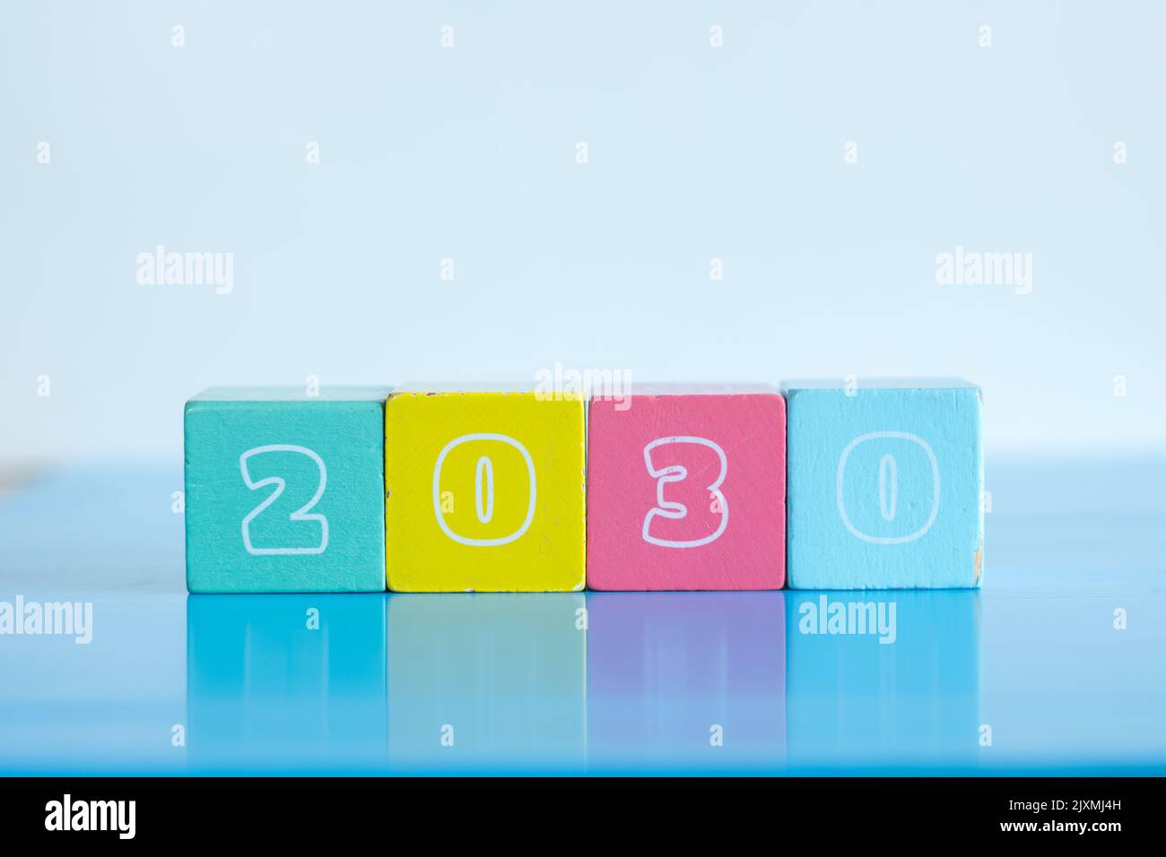 A set of colorful blocks with 2030 written on the side Stock Photo - Alamy