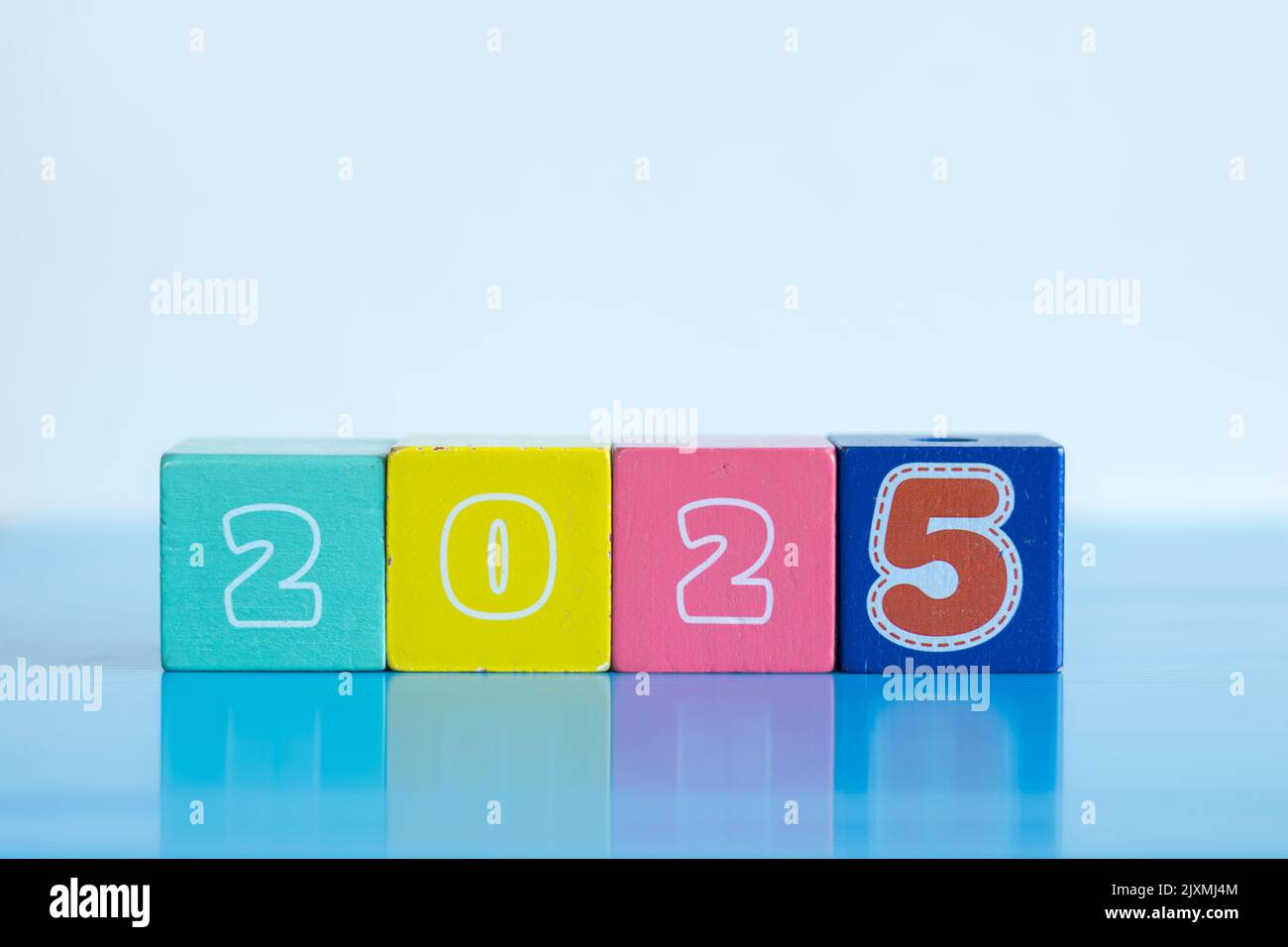 A set of colorful wooden blocks with 2025 written on the side Stock ...