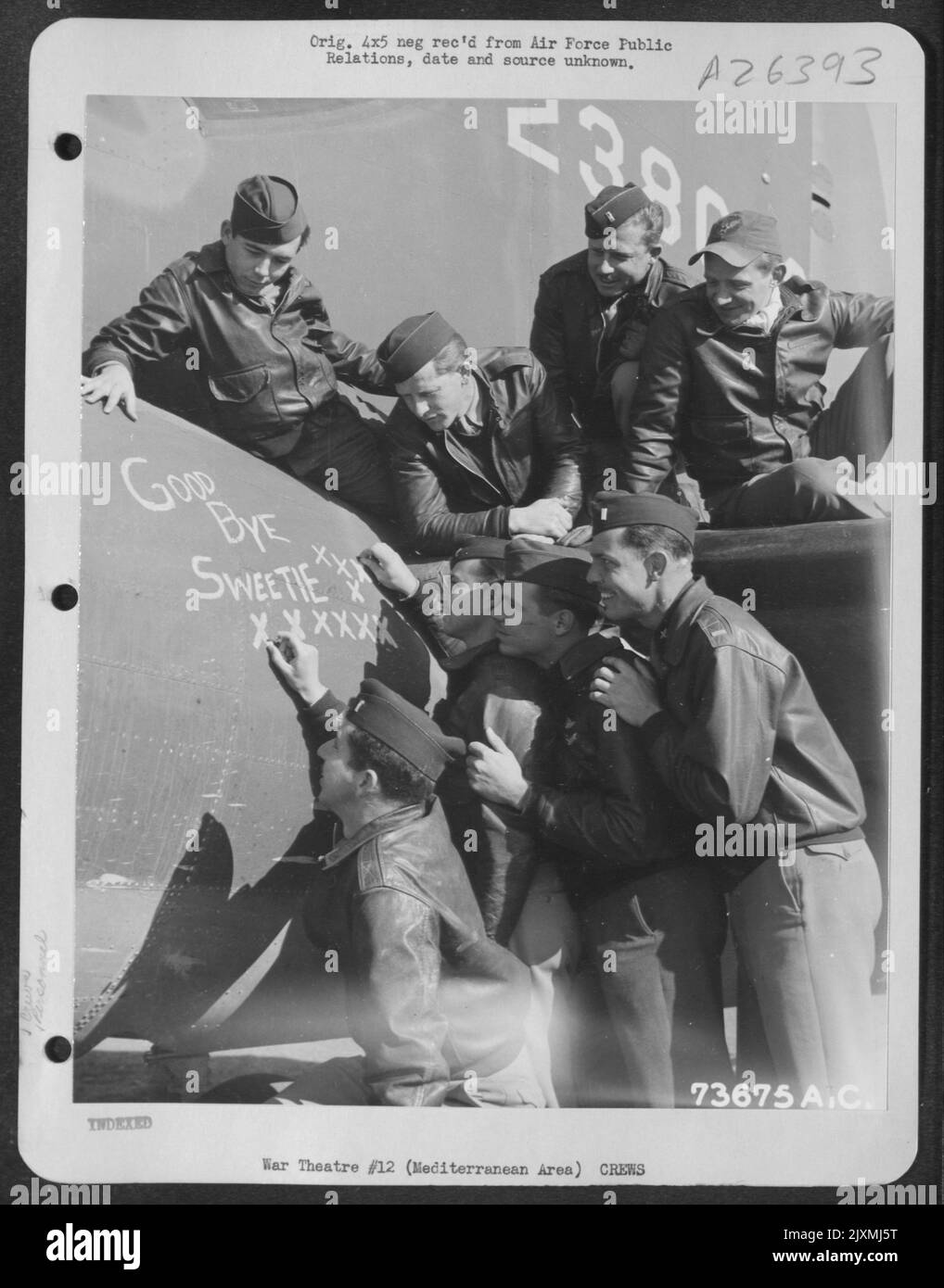 Crew members of a Boeing B-17 say good-bye to the Fort that took them ...