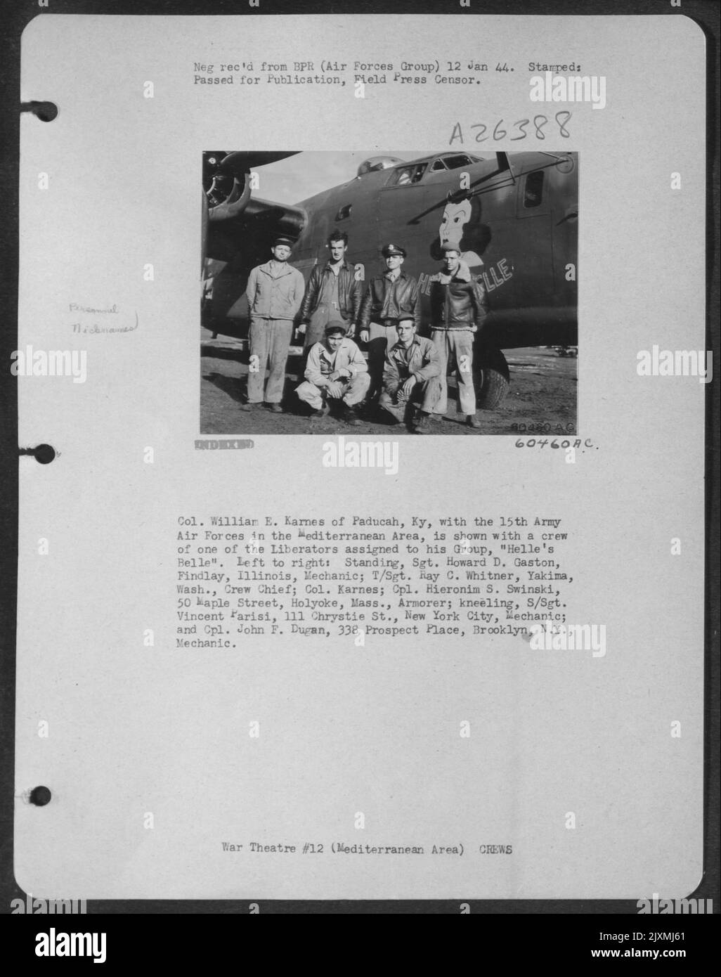 Col. William E. Karnes of Paducah, Ky, with the 15th Army Air Forces in ...