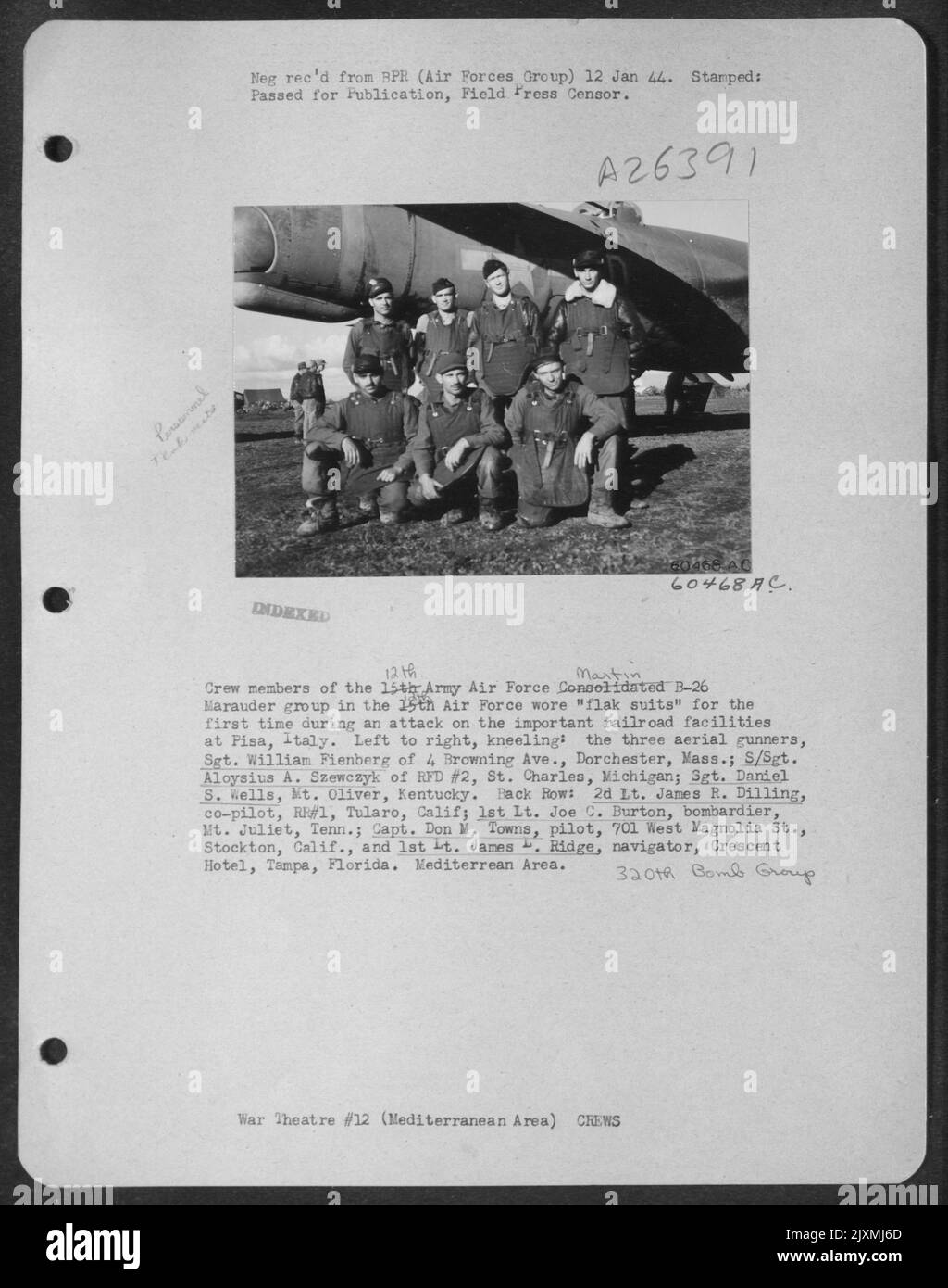 Crew members of the 12th Army Air Force Martin B-26 Marauder group in ...