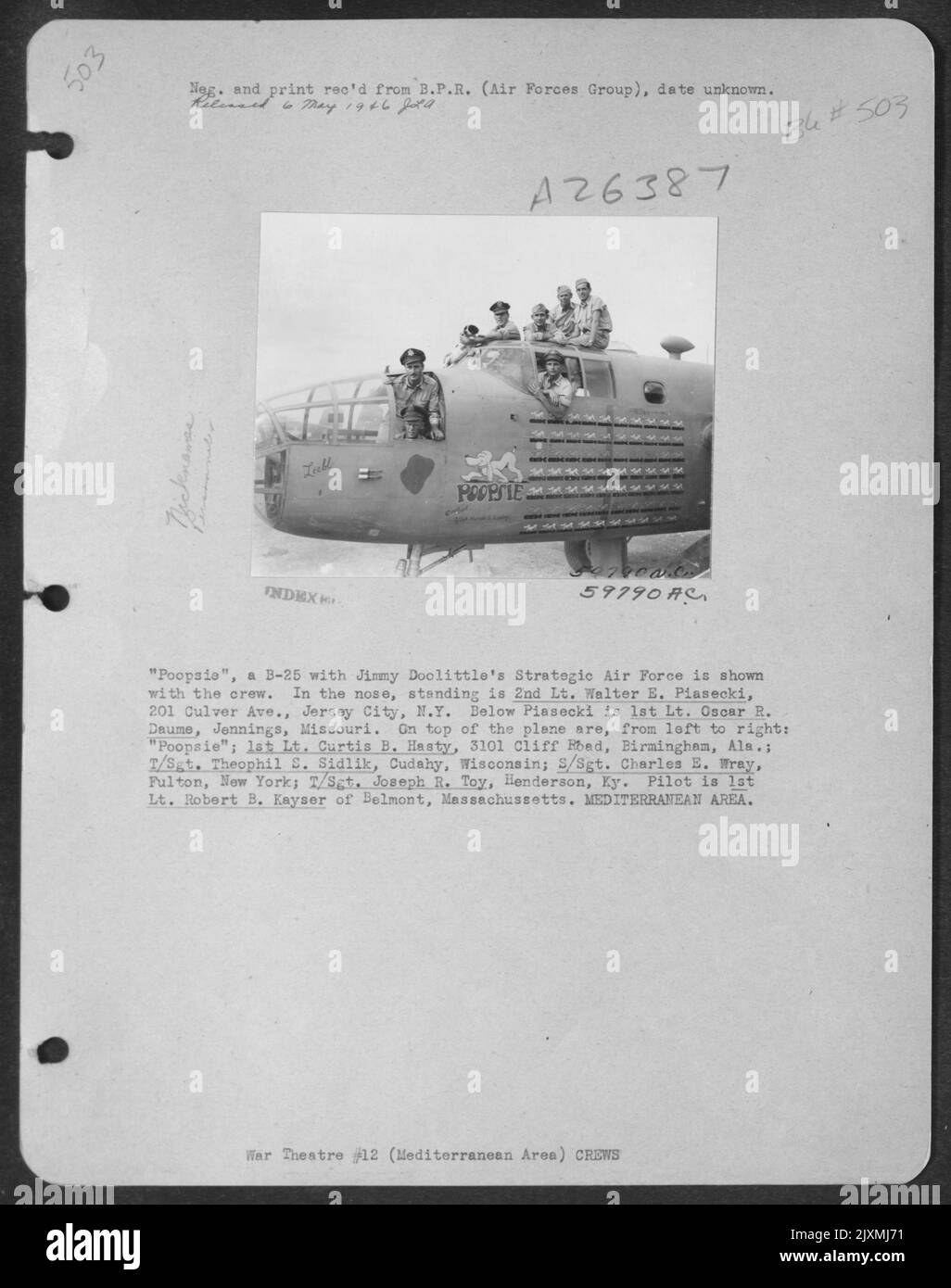 "Poopsie," a B-25 with Jimmy Doolittle's Strategic Air Force is shown ...