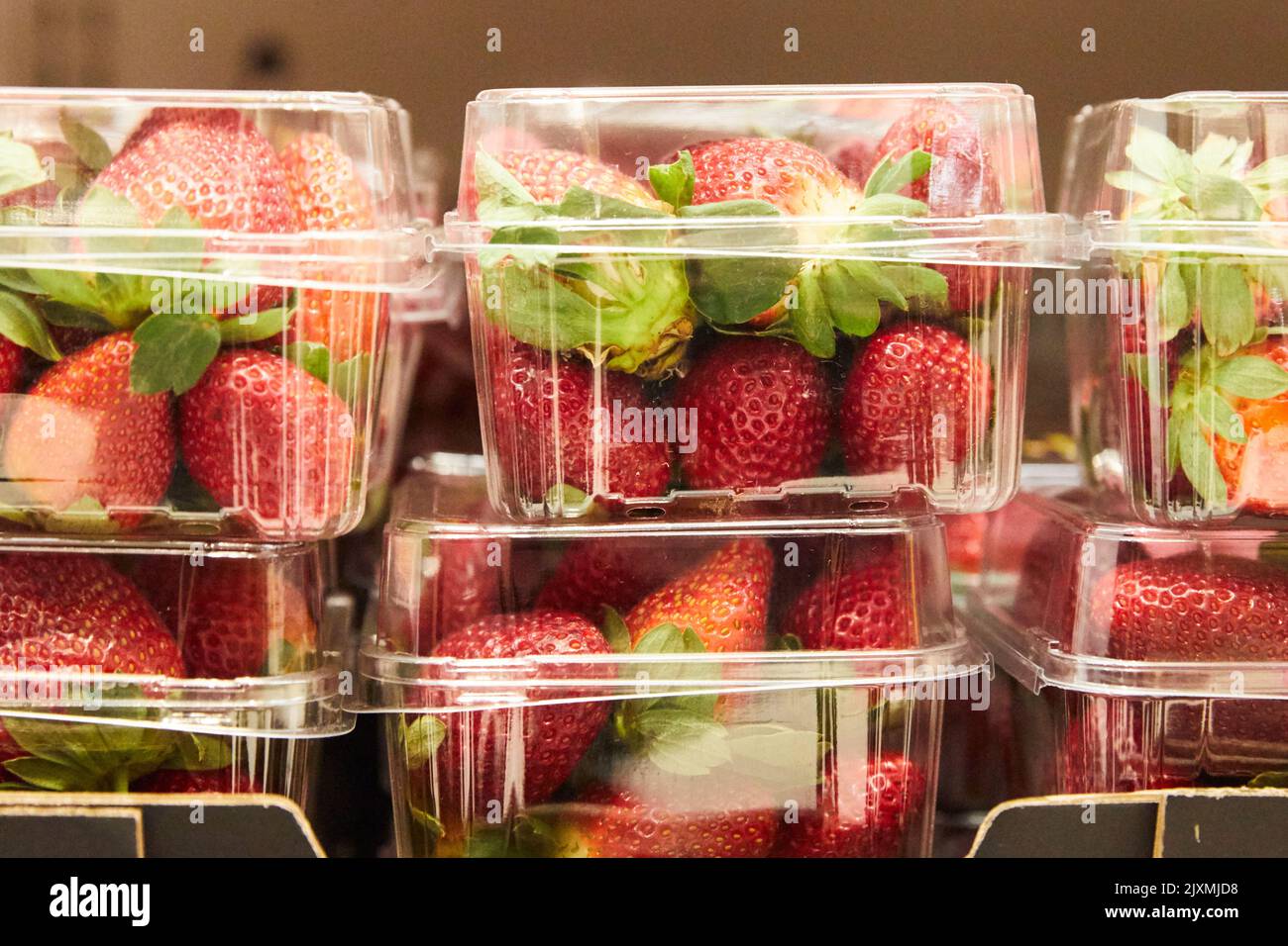 Strawberry punnets are seen at a supermarket in Sydney, Thursday ...