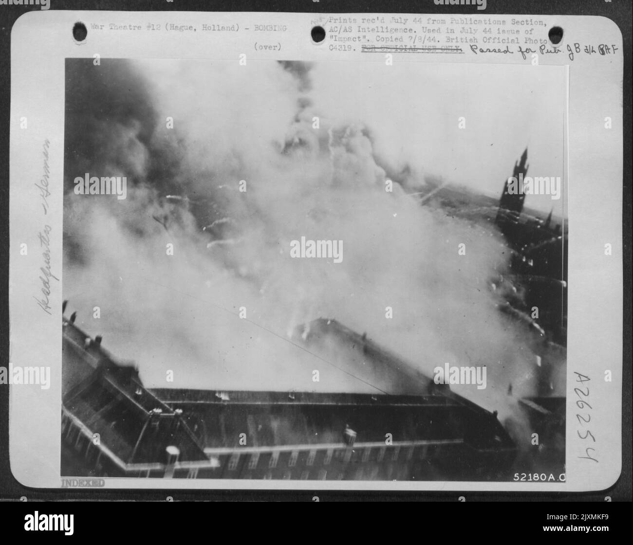 Bombing of a building housing secret documents near the junction of ...