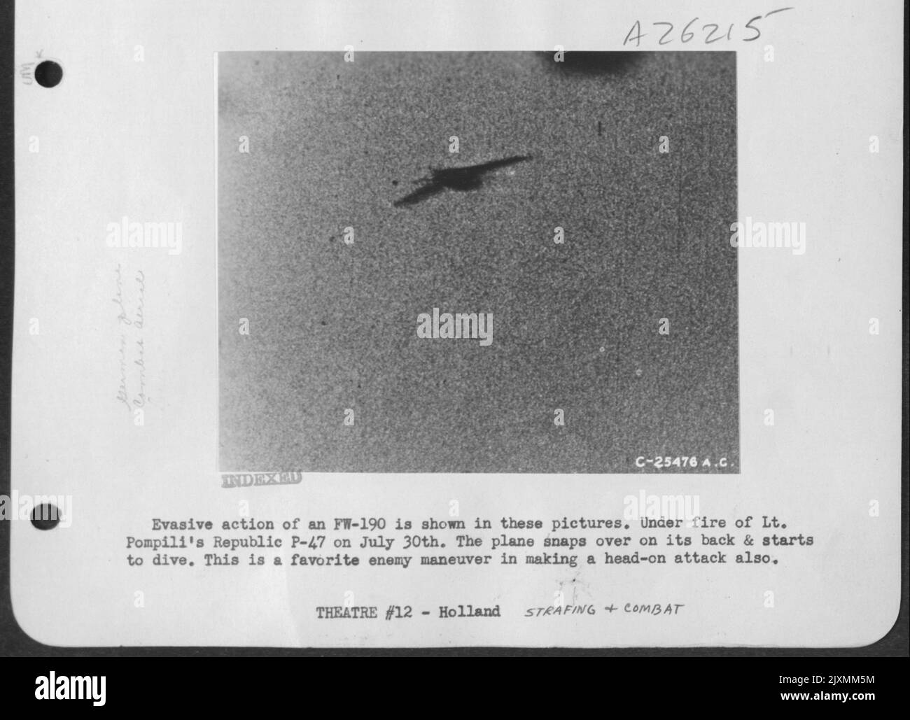 Evasive action of an FW-190 is shown in these pictures. Under fire of ...