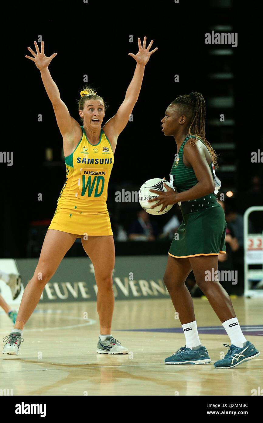 Gabi Simpson of Diamonds blocks Khanyisa Chawane of the Proteas during ...