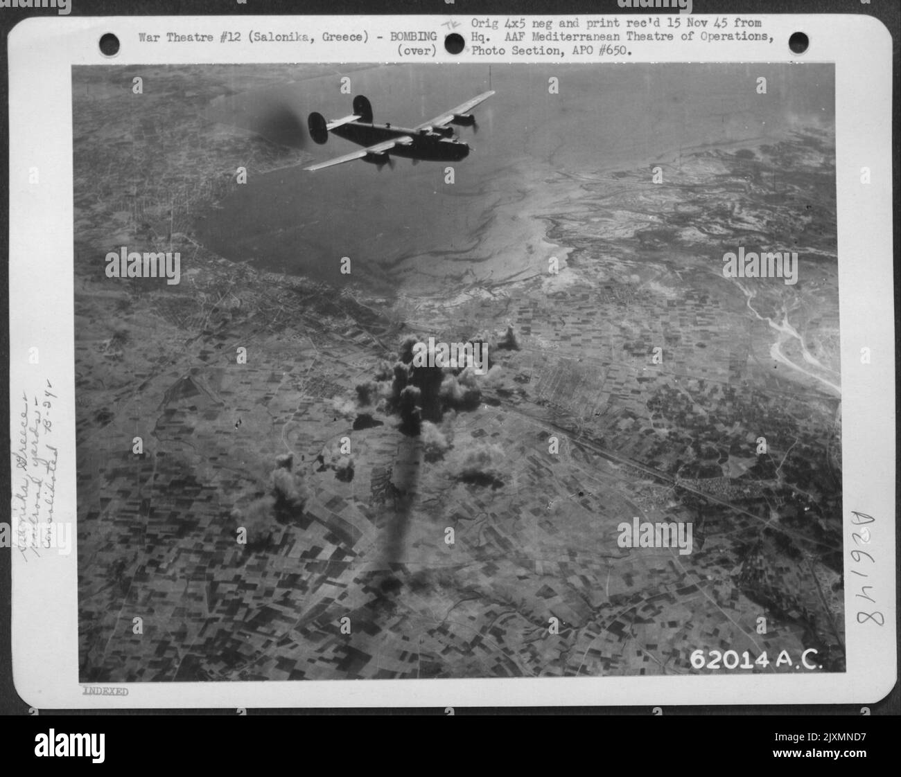 Bombing of marshalling yards at Salonika, Greece, by Consolidated B-24 ...