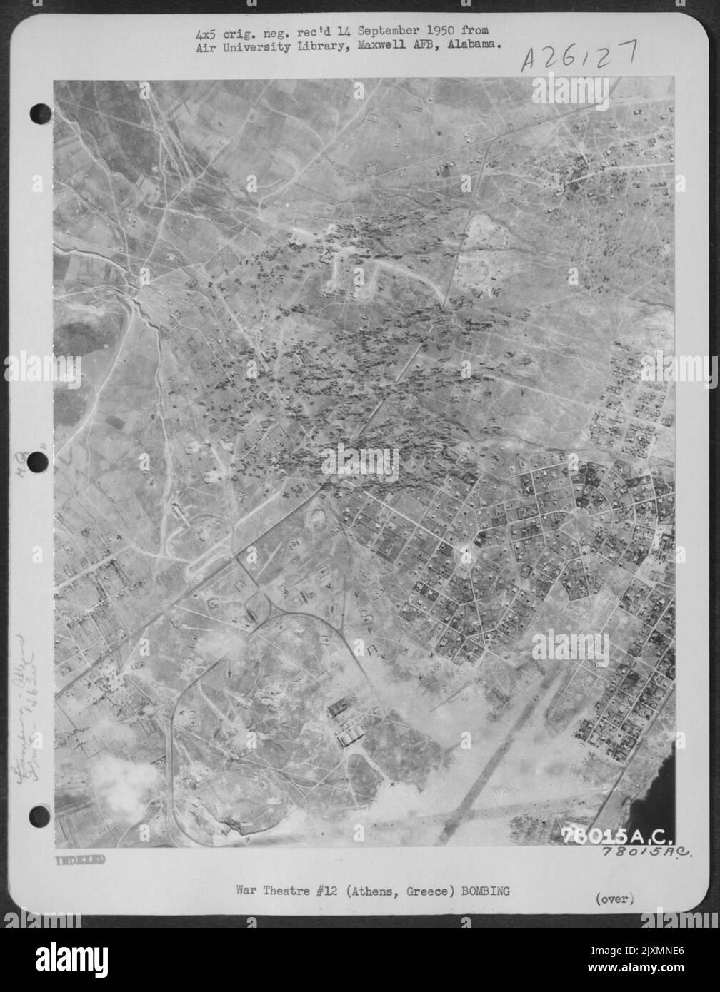 Bomb damage at Kalamaki Airdrome, Athens, Greece, after a raid by ...