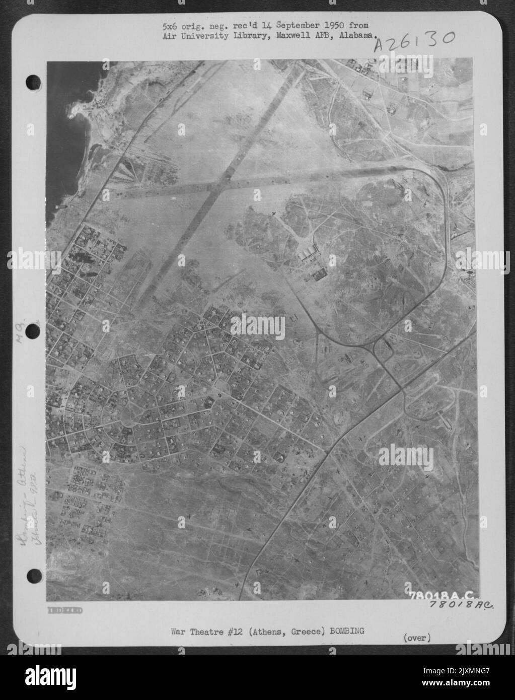 Bomb damage to Kalamaki Airdrome, Athens, Greece after a raid by planes ...