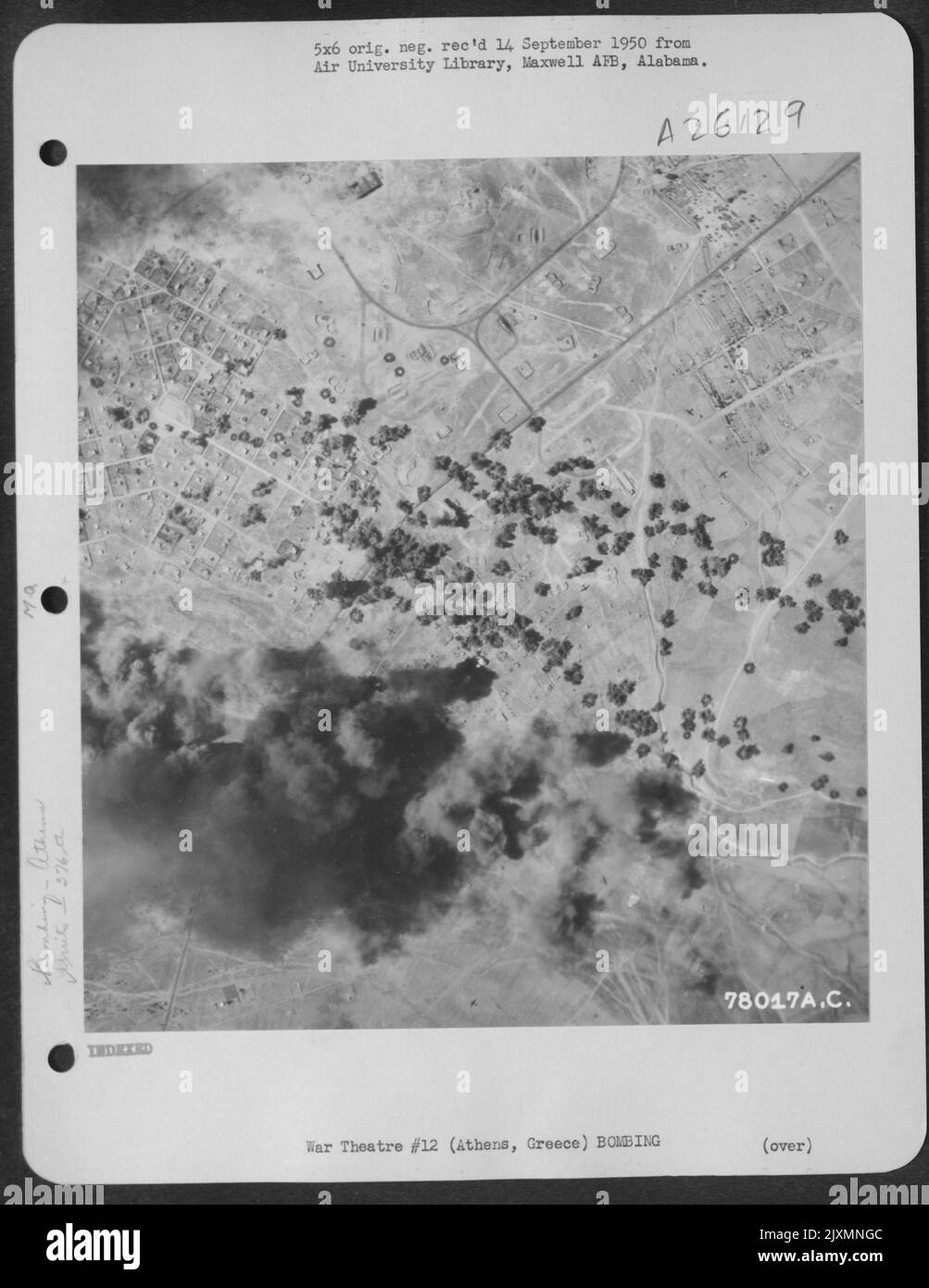 Smoke rises from Kalamaki Airdrome, Athens, Greece, after planes of the ...