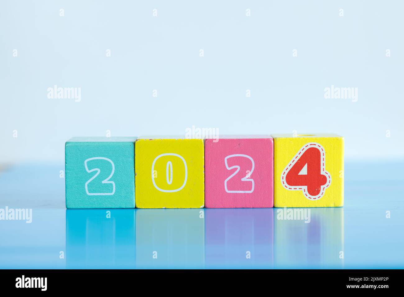 The kids' colorful cube toys with the numbers 2024 Stock Photo - Alamy