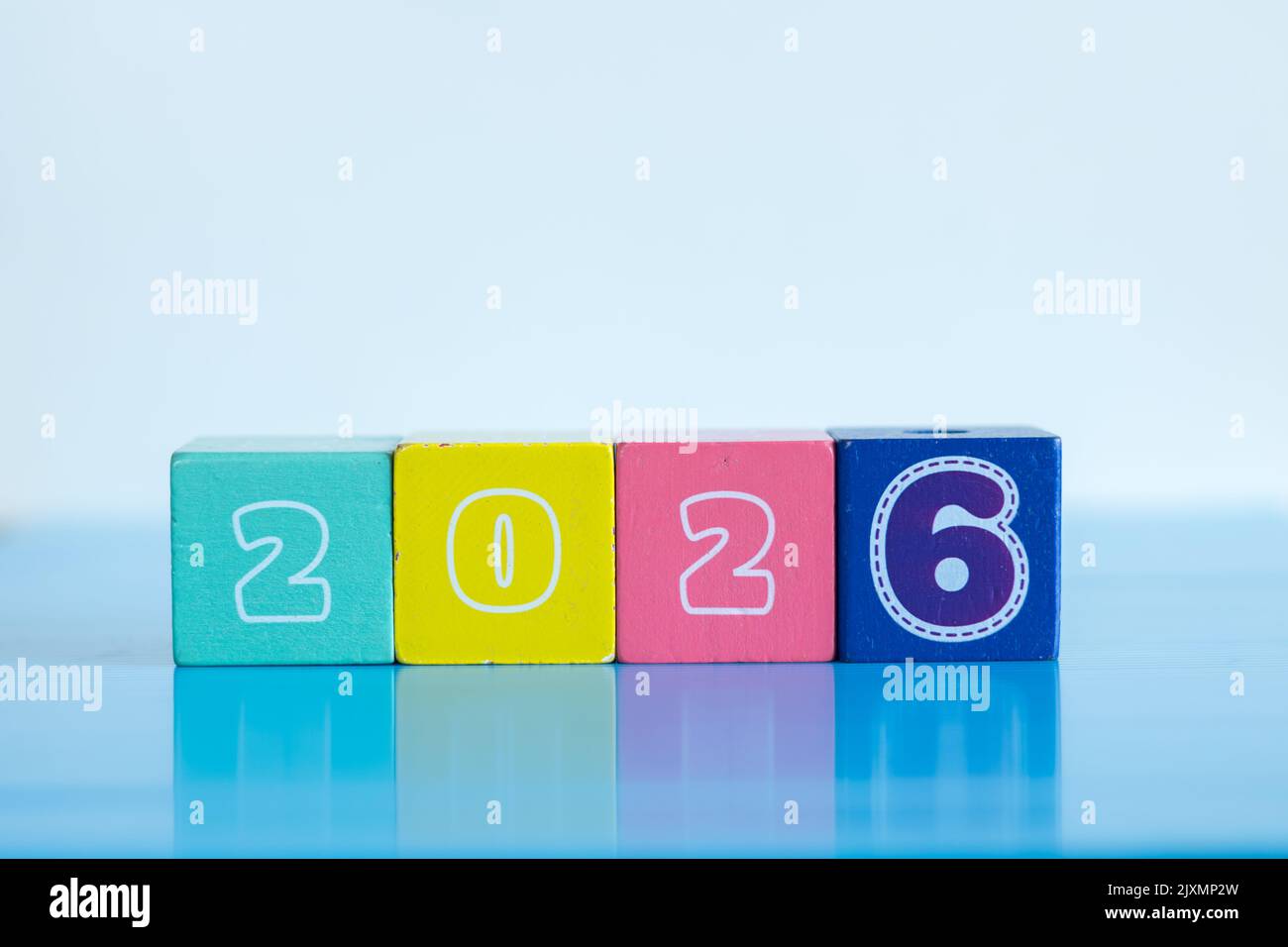The kids' colorful cube toys with the numbers 2026 Stock Photo - Alamy