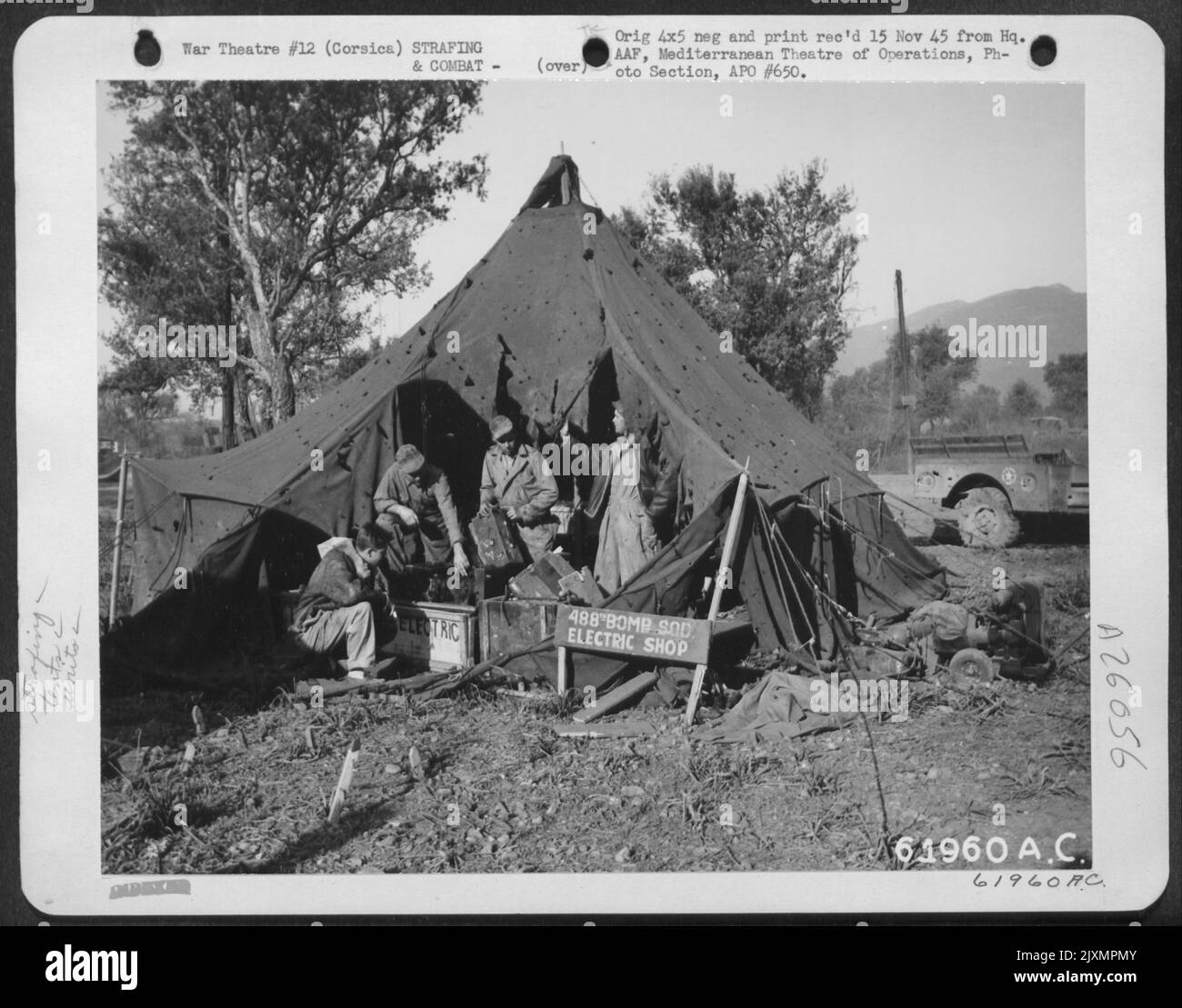 Tattered remains of an electric shop of the 488th Bomb Squadron, 340th ...