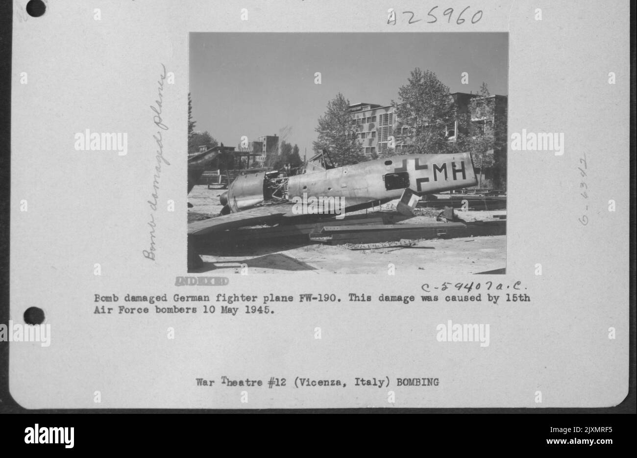 Bomb Damage German Fighter Plane Fw 190. This Damage Was Caused By 15Th ...