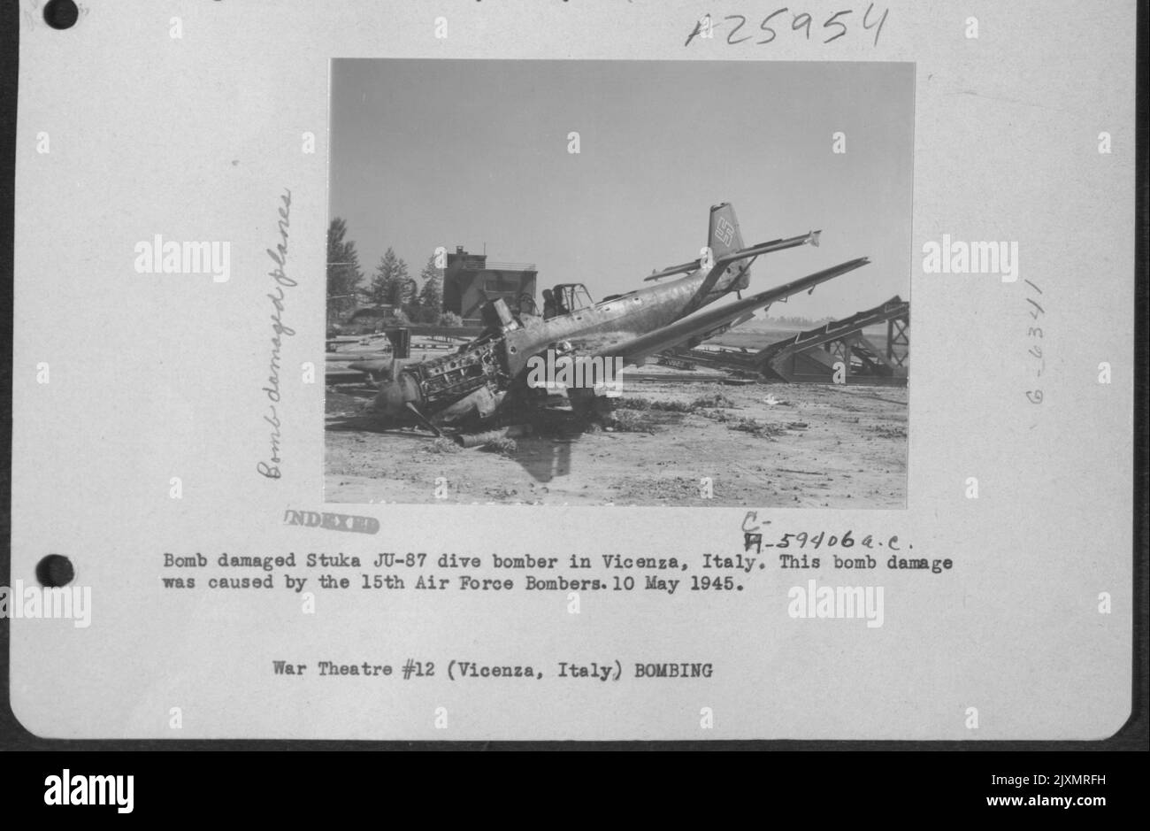 Bomb Damage Of Stuka Ju 87 Dive Bomber In Vicenza, Italy. This Bomb ...