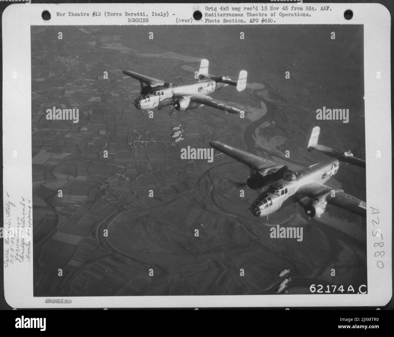 Two trim North American B-25 Mitchells of the 12th Air Force, part of a ...