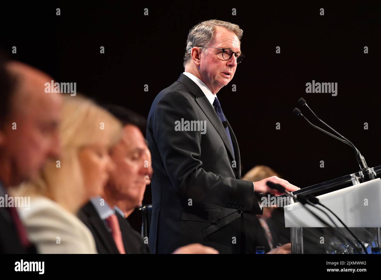 Suncorp's CEO and Managing Director Michael Cameron (right) is seen ...
