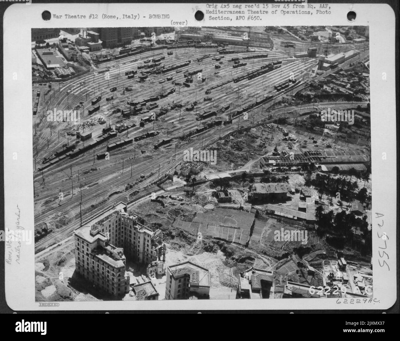 Bomb damage to the San Lorenzo railroad yards in Rome, Italy Stock ...