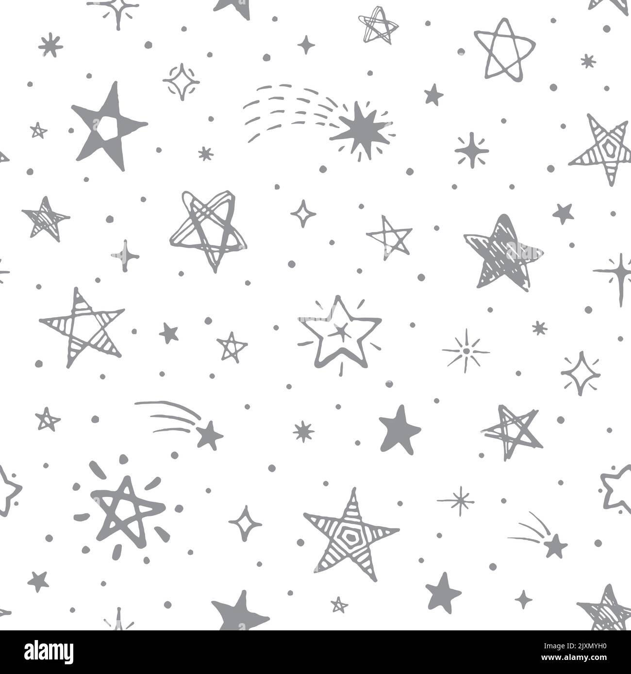 Star doodle seamless pattern. Hand drawn ornament Stock Vector Image ...